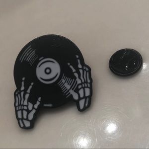 Accessories | Skeleton Hands Record Vinyl Enamel Pin Black | Poshmark
